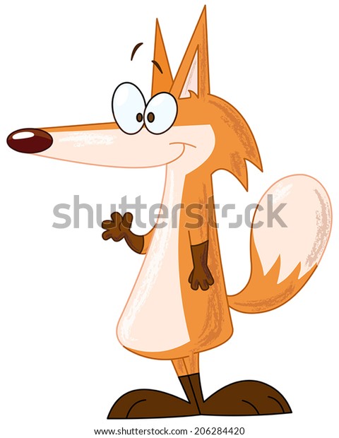 Smiling Fox Waving His Hand: стоковая векторная графика (без ...