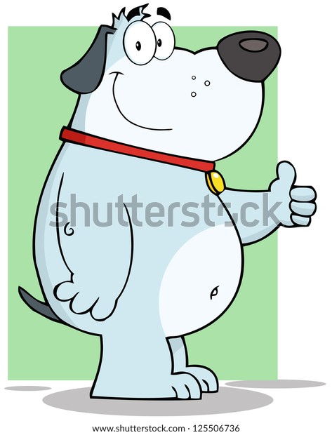 「Smiling Gray Fat Dog Cartoon Character」のベクター画像素材（ロイヤリティフリー） 125506736 ...