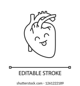 Smiling Human Heart Anatomy Linear Icon Stock Vector (Royalty Free ...