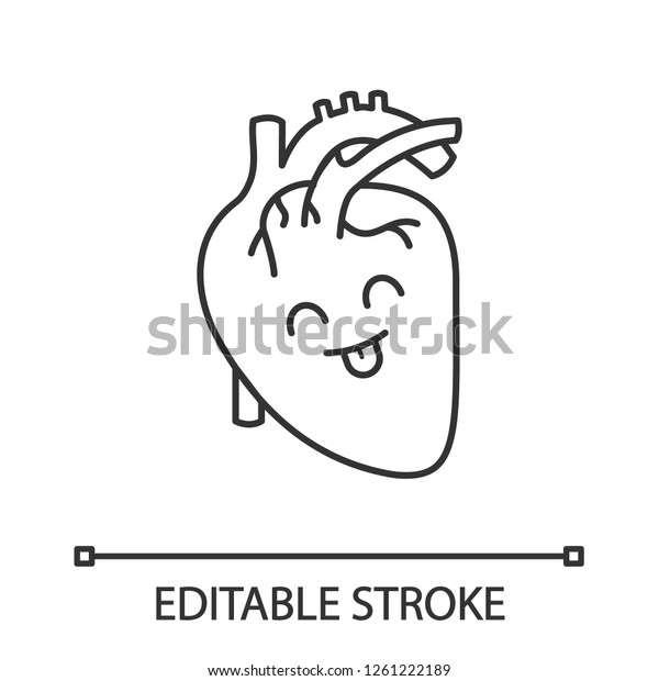 Smiling Human Heart Anatomy Linear Icon Stock Vector (Royalty Free ...