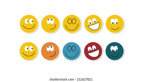 Smiling Icon Set Different Emotions On Stock Vector (Royalty Free ...