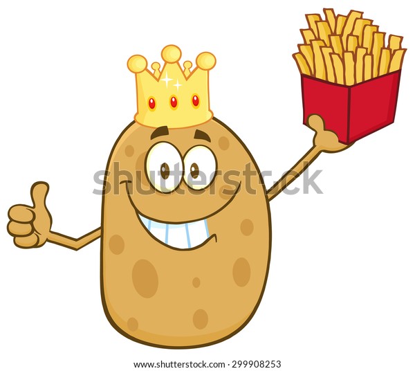 Smiling King Potato Cartoon Character Holding Stock Vector (Royalty ...
