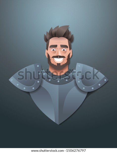 Smiling Knight Face Avatar Man Wearing Stock Vector (Royalty Free ...
