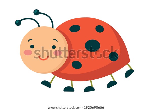 Smiling Ladybird Cute Cartoon Character Flat Stock Vector (Royalty Free ...