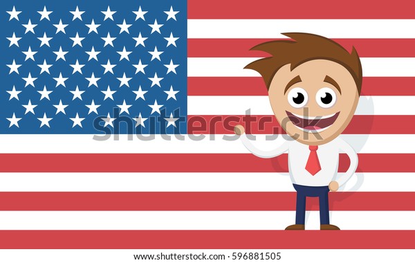Smiling Man On American Flag Background Stock Vector (Royalty Free ...