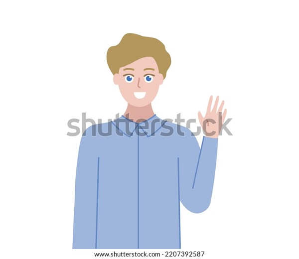 Smiling Man Waving Hands Saying Hi Stock Vector (Royalty Free ...
