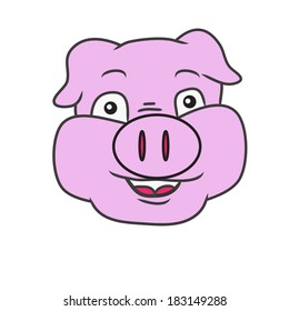 Smiling Pig Face On White Background: เวกเตอร์สต็อก (ปลอดค่าลิขสิทธิ์ ...