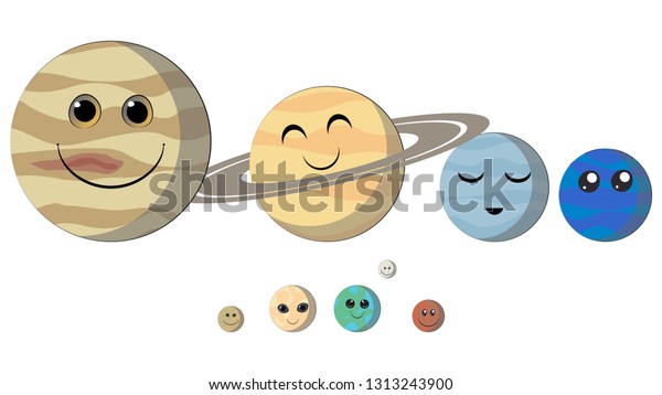 Smiling Planets Solar System Planets Faces Stock Vector (Royalty Free ...