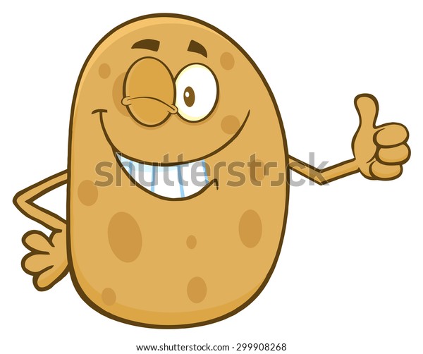 Smiling Potato Character Winking Giving Thumb Stock Vector (Royalty ...