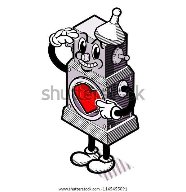 Smiling Robot Saluting Pointing His Heart Stock Vector (Royalty Free ...