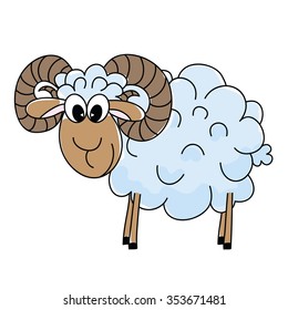 Smiling Sheep Cartoon On White Background Stock Vector (Royalty Free ...