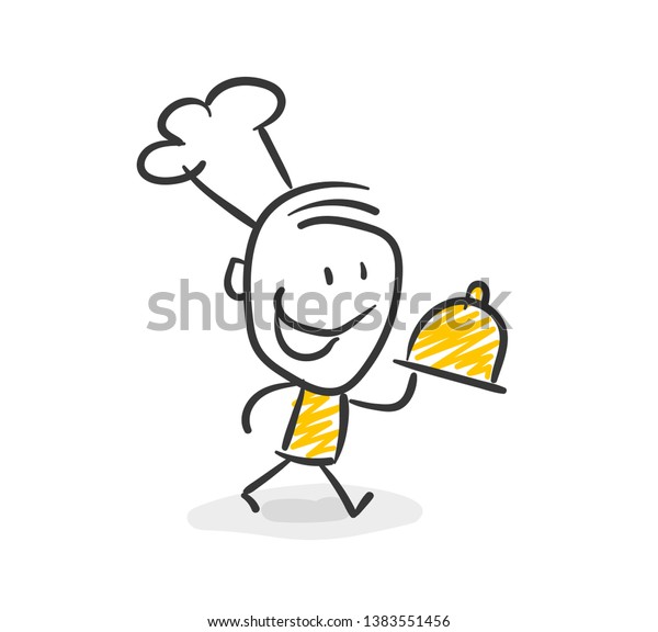 Smiling Stick Figure Cook Vector Stock Vector (Royalty Free) 1383551456 ...