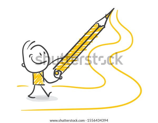 Smiling Stick Figure Drawing Way Vector Stock Vector (Royalty Free ...