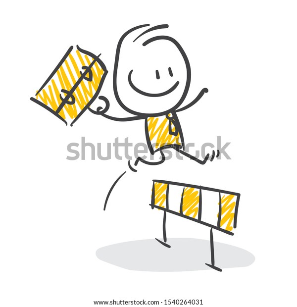 Stickman sonriente salta por encima de: vector de stock (libre de ...