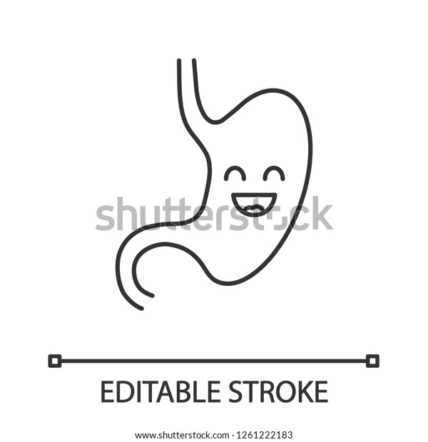 Smiling Stomach Linear Icon Healthy Digestive Stock Vector (Royalty ...