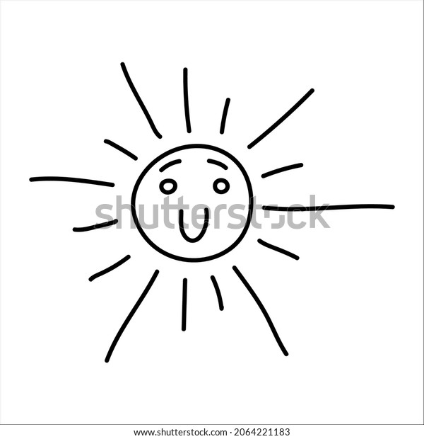 Smiling Sun Doodle Illustration Hand Drawing Stock Vector (Royalty Free ...