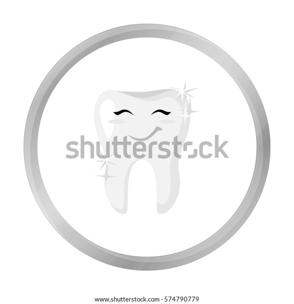 Smiling Tooth Icon Monochrome Style Isolated Stock Vector (Royalty Free ...