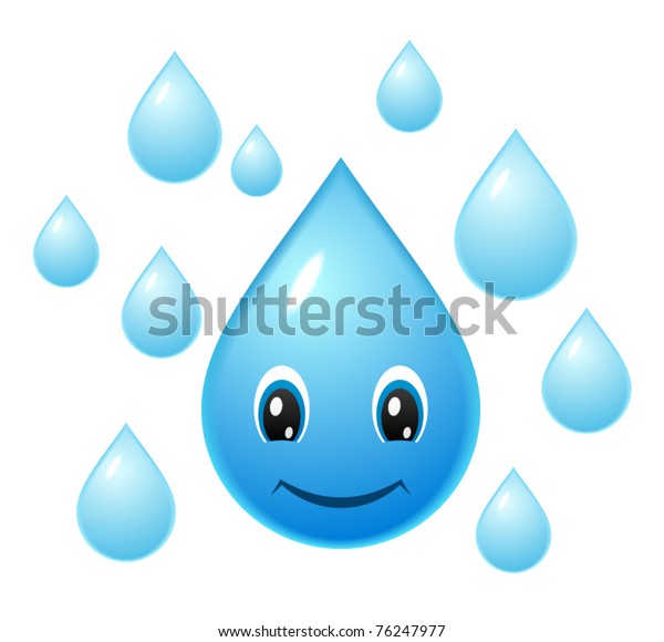 Smiling Water Droplet Stock Vector (Royalty Free) 76247977