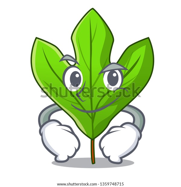 Smirking Sassafras Leaf Cartoon Stem Stock Vector (Royalty Free ...