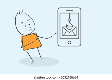 Smishing Attack Icon Character Man Stock Vector (Royalty Free ...