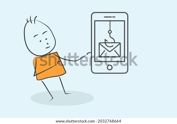 Smishing Attack Icon Character Man Stock Vector (Royalty Free ...