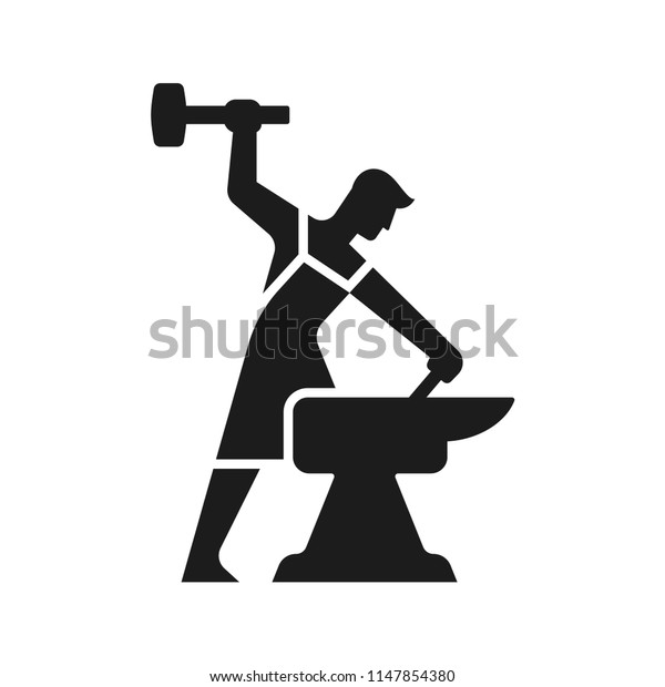 Smithy Logo Stylized Blacksmith Silhouette Working Stock Vector ...