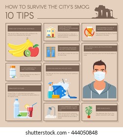 Smog Infographic Vector Illustration How Survive Stock Vector (Royalty ...