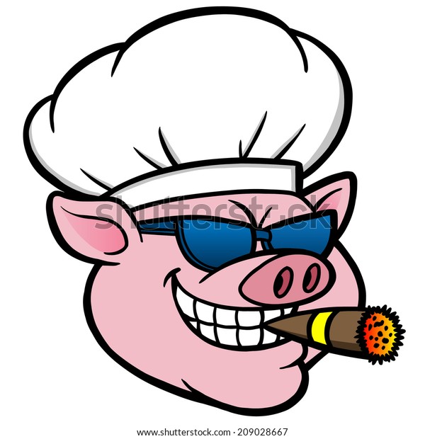 Smoking Bbq Pig Stock Vector (Royalty Free) 209028667