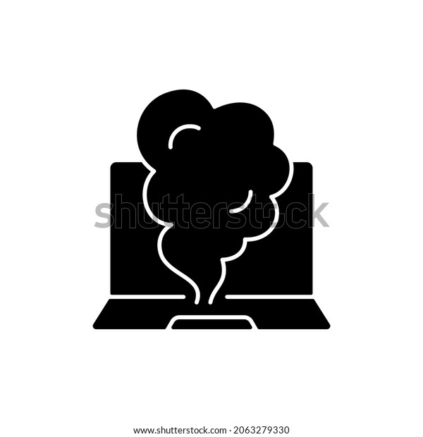 Smoking Computer Black Glyph Icon Symptom Stock Vector (Royalty Free ...