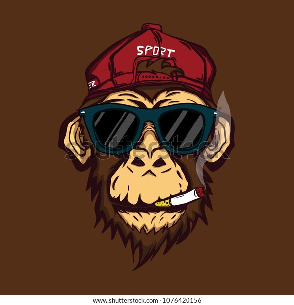 Smoking Monkey Mascot Logo 스톡 벡터(로열티 프리) 1076420156 | Shutterstock