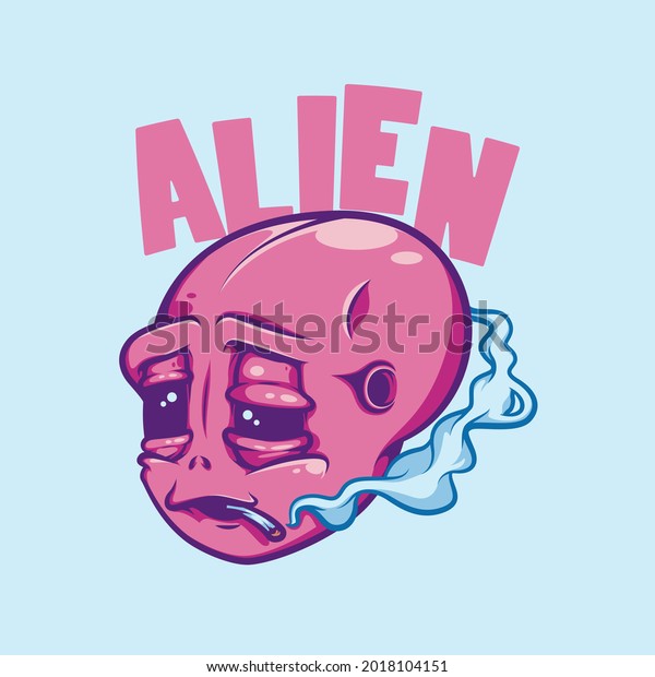 Smoking Stoner Pink Alien Head Stock Vector (Royalty Free) 2018104151 ...