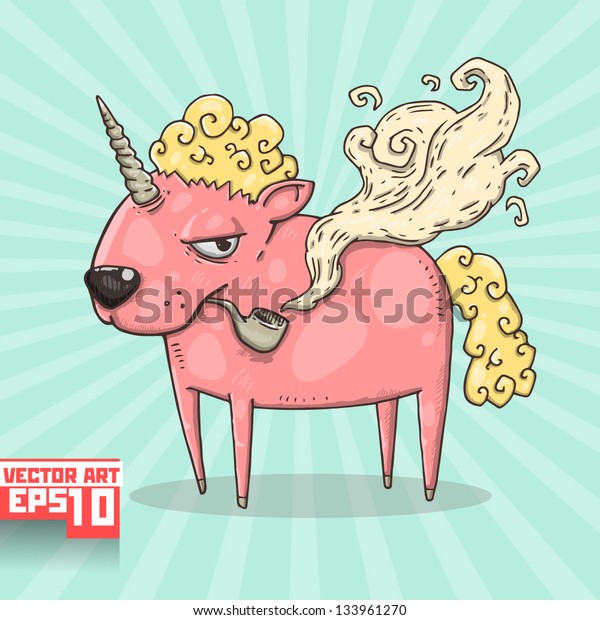 Smoking Unicorn Stock Vector (Royalty Free) 133961270 | Shutterstock