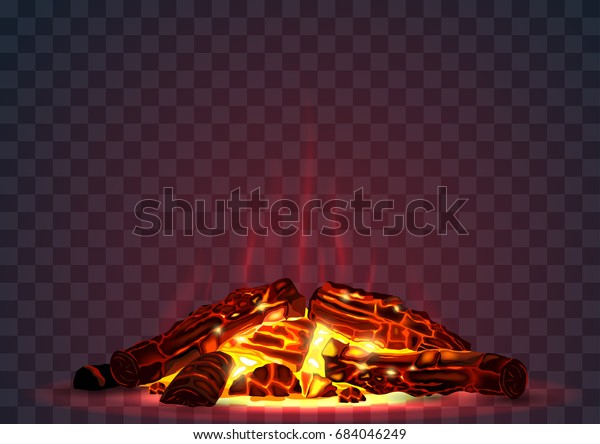 Smoldering Campfire Night Red Coals Fire Stock Vector (Royalty Free ...