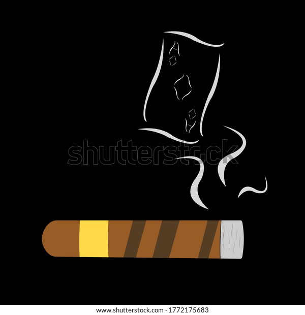 Smoldering Cigar On Black Background Ace Stock Vector (Royalty Free ...