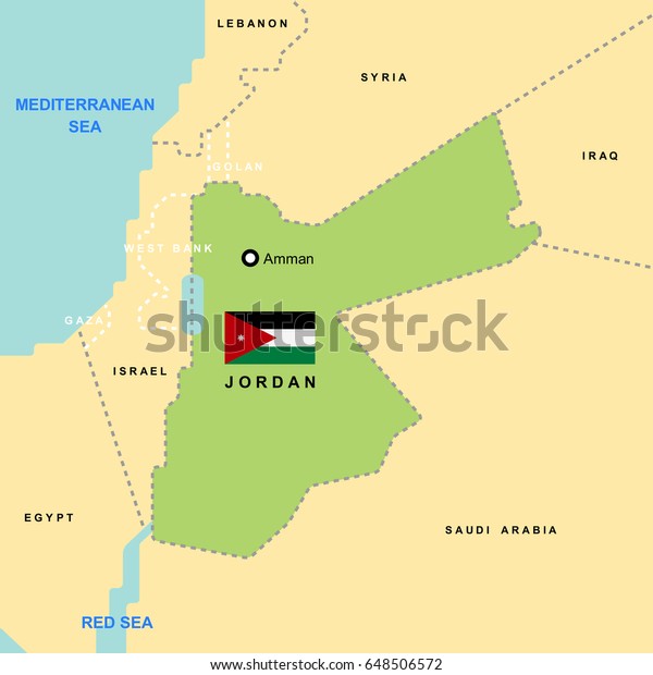 Smooth Map Jordan Neighboring Countrieseps10 Art Stock Vector (Royalty ...