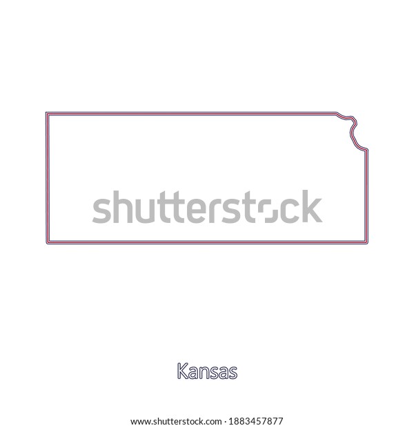 Smooth Map Kansas Border Kansas Colors Stock Vector (Royalty Free ...