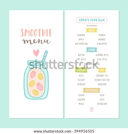 Smoothie Menu Template Vector Hand Drawn Stock Vector (Royalty Free ...