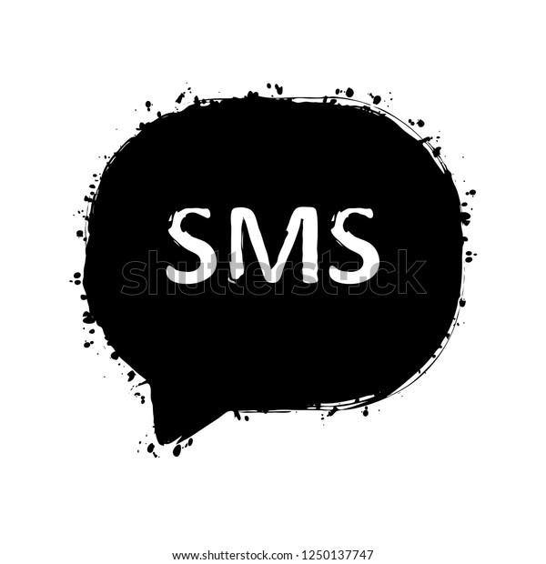 Sms Icon Black Ink Splashes On: vector de stock (libre de regalías ...