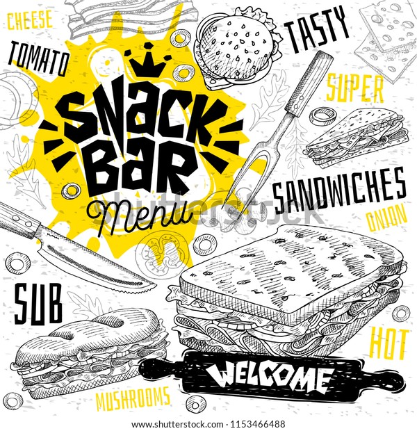 Snack Bar Cafe Restaurant Menu Vector Stock Vector (Royalty Free ...