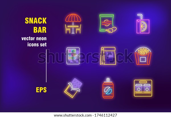 Snack Bar Neon Signs Set Outdoor Stock Vector (Royalty Free) 1746112427 ...