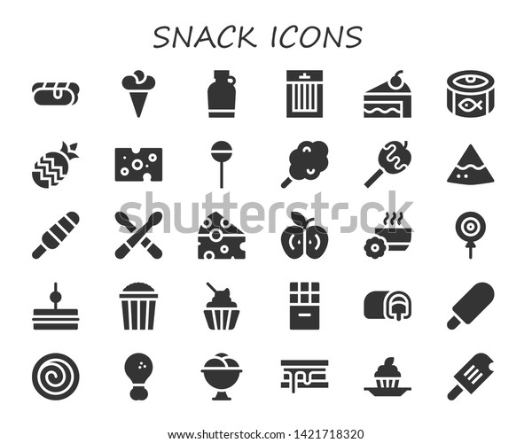 Snack Icon Set 30 Filled Snack Stock Vector (Royalty Free) 1421718320 ...