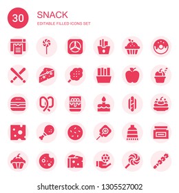 Snack Icon Set Collection 30 Filled Stock Vector (Royalty Free ...