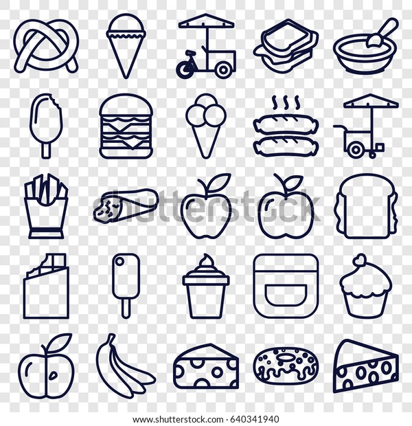 Snack Icons Set Set 25 Snack Stock Vector (Royalty Free) 640341940