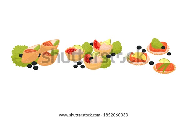 Snacks Starters Food Catering Vector Set Stock Vector (Royalty Free ...