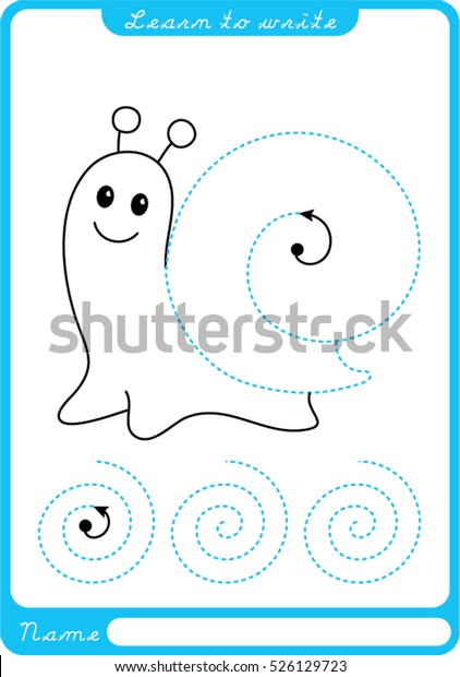 Snail Preschool Worksheet Practicing Fine Motor Stock Vector (Royalty ...