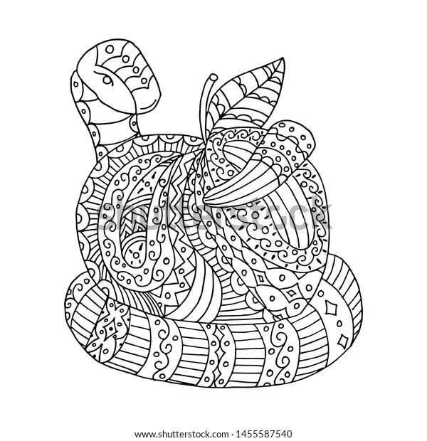 Snake Apple Doodle Coloring Page Vector Stock Vector (Royalty Free ...