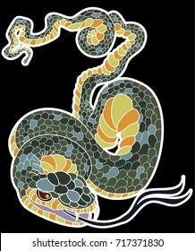 Traditional Japanese Snake Tattoo Design Snake Stock Vector (Royalty ...