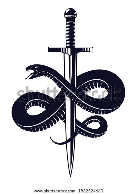 Snake Dagger Serpent Wraps Around Sword Stock Vector (Royalty Free ...