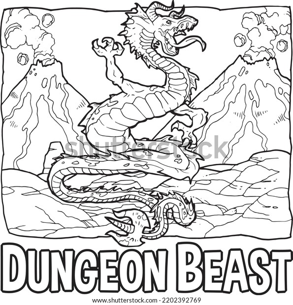 Snake Dungeon Dragon Beast Monster Artline Stock Vector (Royalty Free ...
