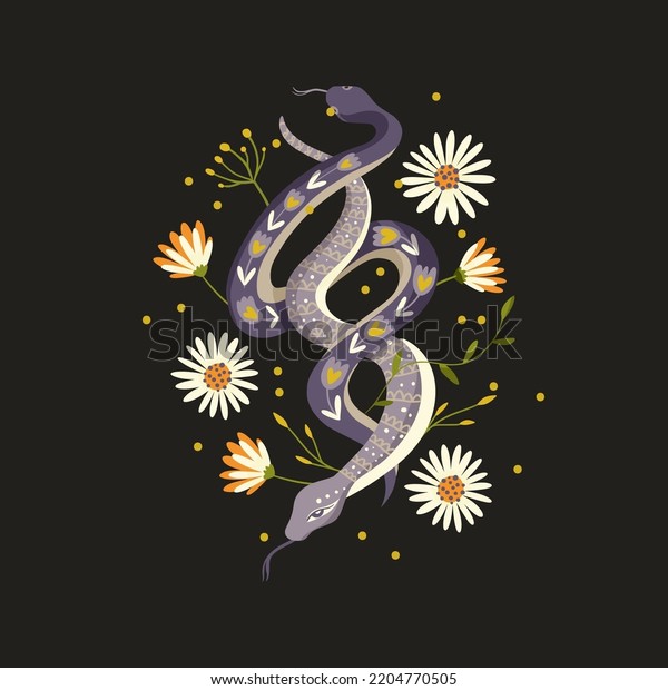 Snake Floral Background Vector Snake Flower Stock Vector (Royalty Free ...